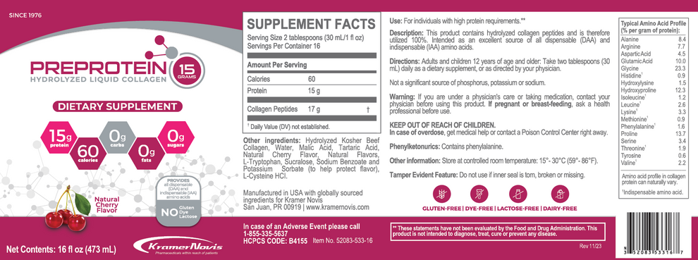 PreProtein 15g Liquid Predigested | High-Protein | Cherry 16oz ...