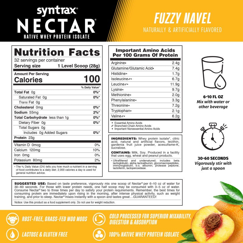Syntrax Nectar 2lb Protein Powder - Fuzzy Navel (32 Serv) – Doctors Weight Loss